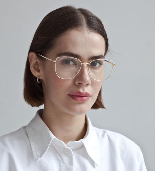 Metalowe białe oprawki i okulary damskie do komputera Olympia White